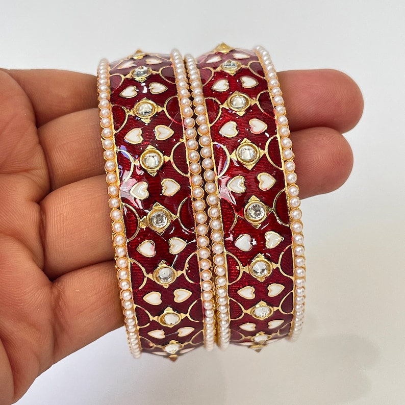 Meena Kundan Gold Plated Traditional Bangles 2pcs/meena - Etsy