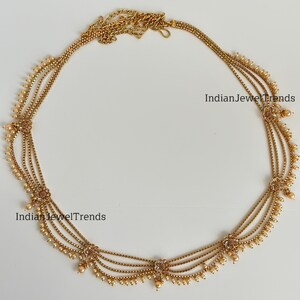 Antique Gold Pearl Belly Chain/bridal Belly Chain/vaddanam/kamarpatta ...