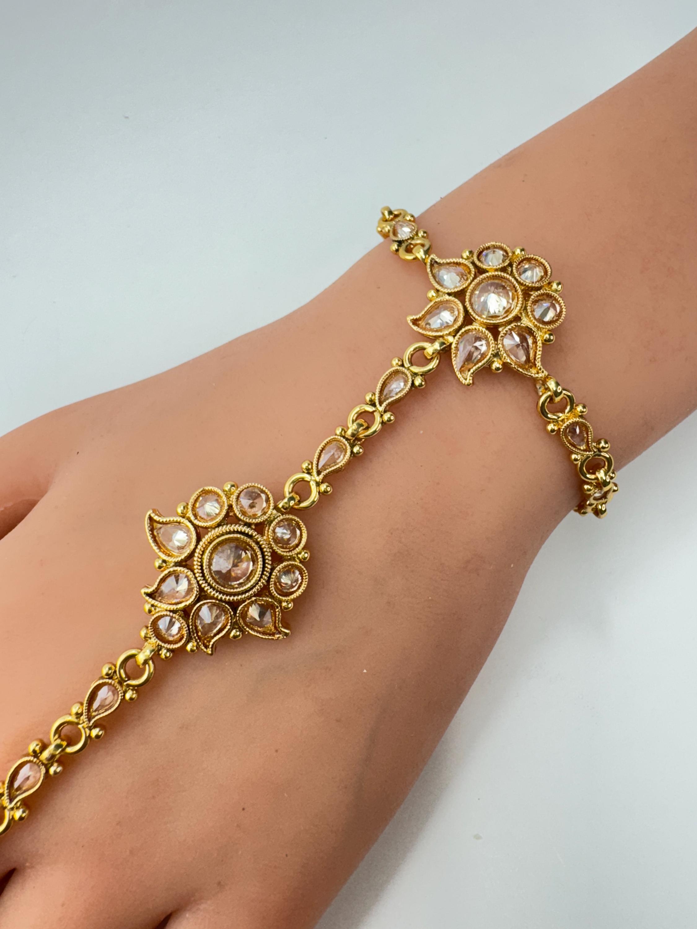 Gold Polki Single Hath Paan/bracelet/haath Phool/hathh Panja/finger ...