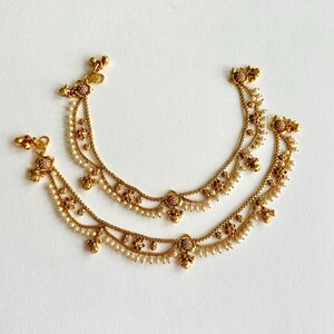 Bridal Gold Plated Anklet Pair/payal/moti Payal/jhanjran/panjeb/pajeb ...