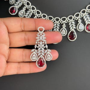Ruby CZ Diamond Bridal Necklace Jewelry,indian Pakistani Wedding ...