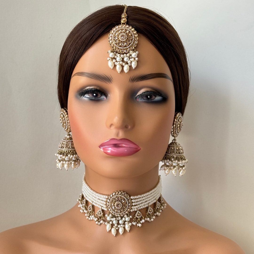 White Antique Polki Kundan Necklace, Kundan Necklace, Indian Jewelry ...