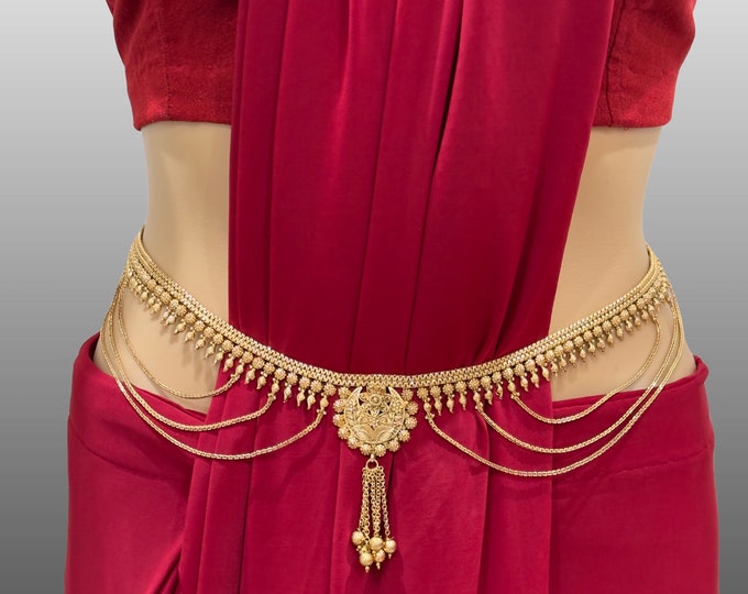 Antique Gold Pearl Belly Chain/bridal Belly Chain/vaddanam/kamarpatta ...