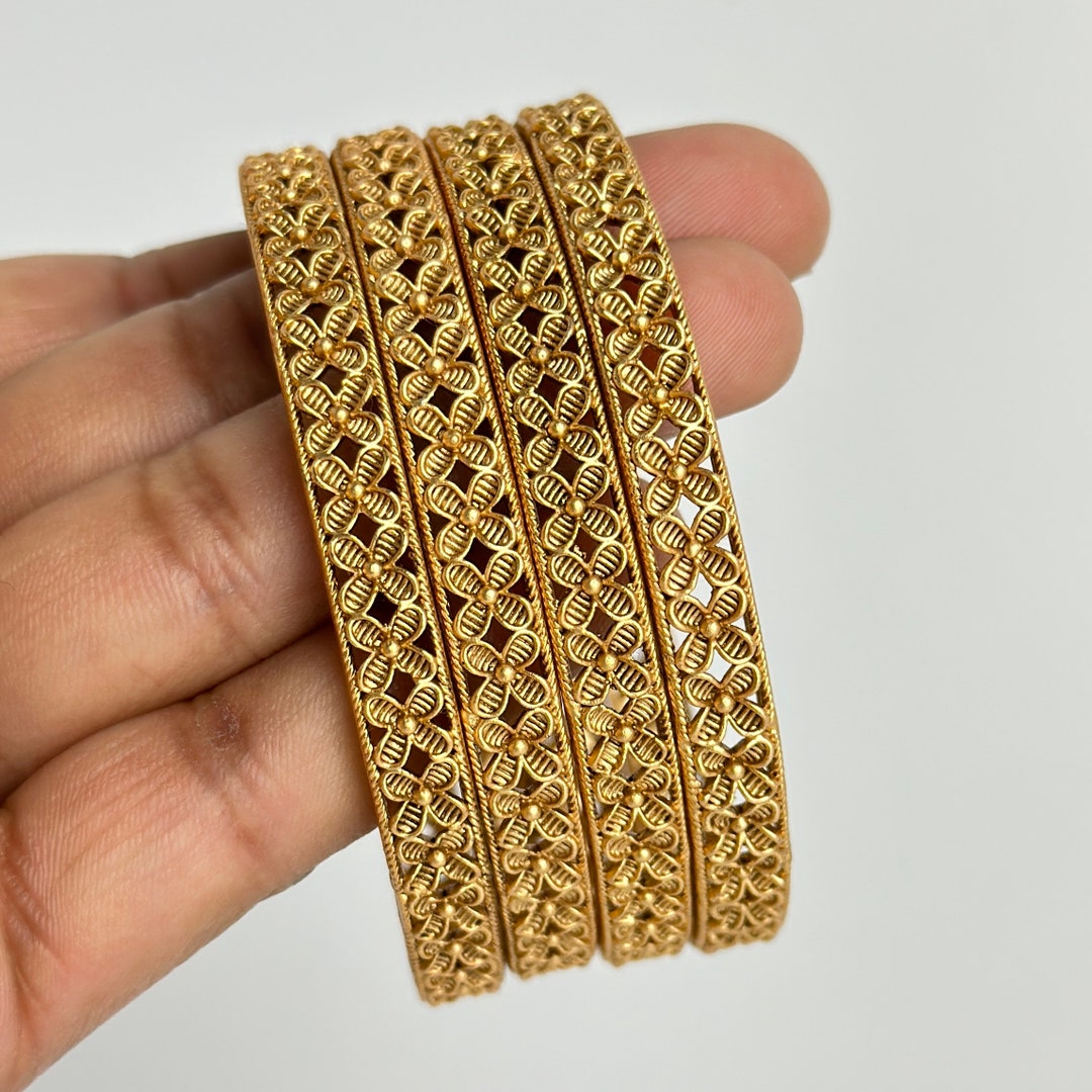 Indian Gold Bangles Temple Jewelry South Indian Bangles - Etsy