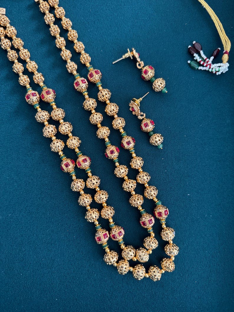 Long Gold Plated Matar Mala Necklace/indian Long Necklace/pakistani ...