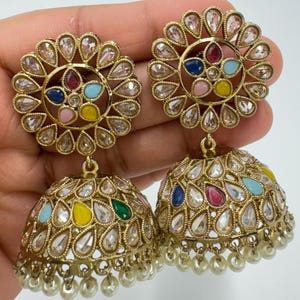 Antique Polki Kundan Jhumka/stone Jhumka/indian Jewelry/pakistani ...