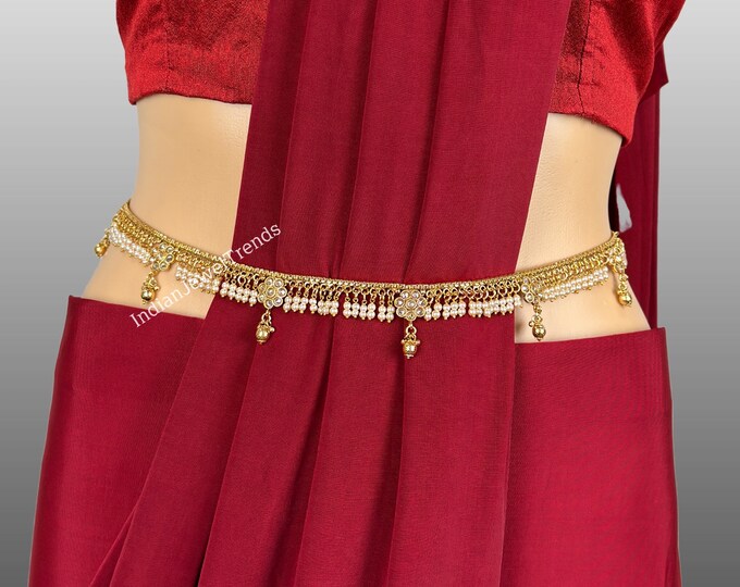 Delicate Gold Plated Polki Belly Chain/belly Chain/belt/indian Waist ...