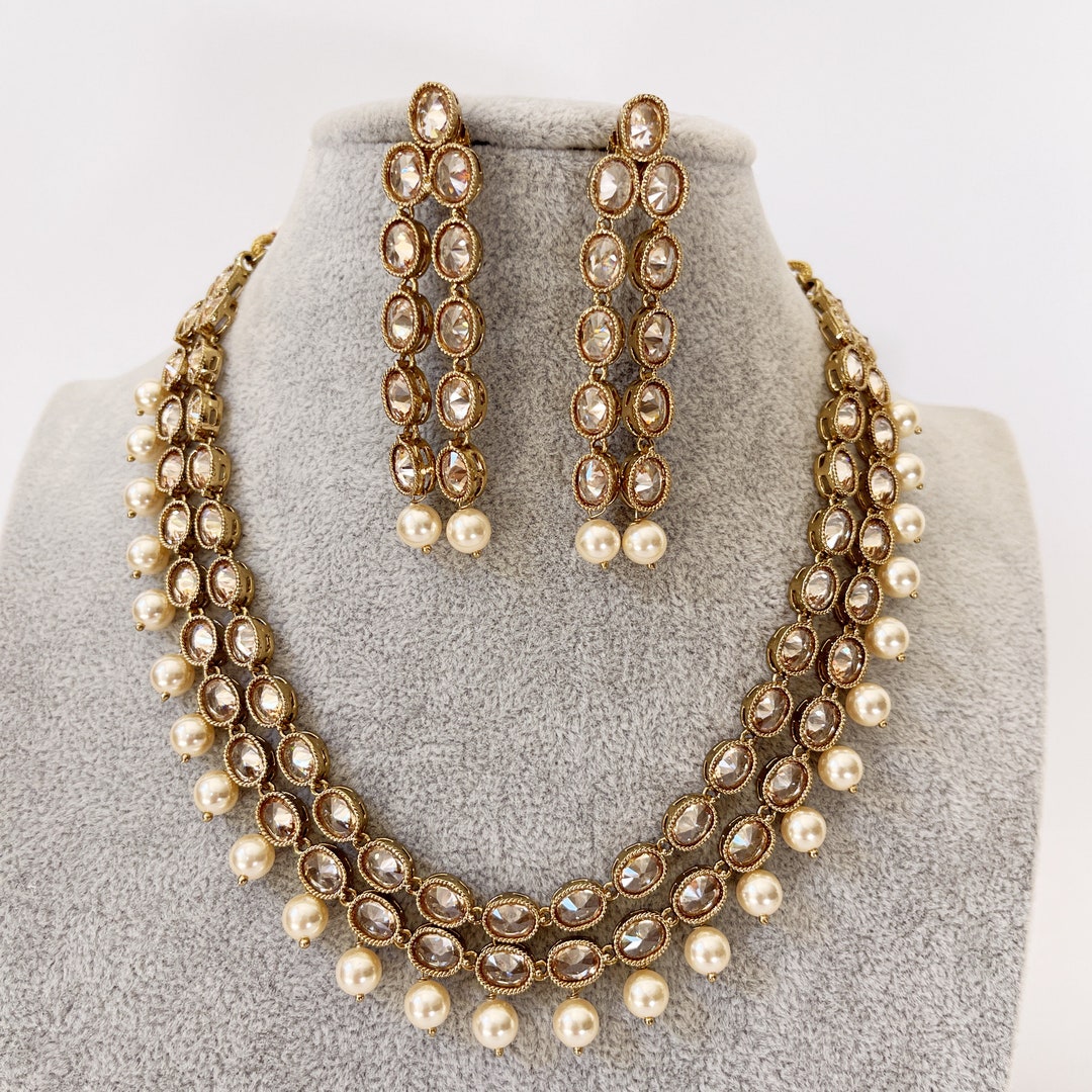 Polki Kundan Necklace Indian Jewelry Pakistani Jewelry Kundan Necklace ...