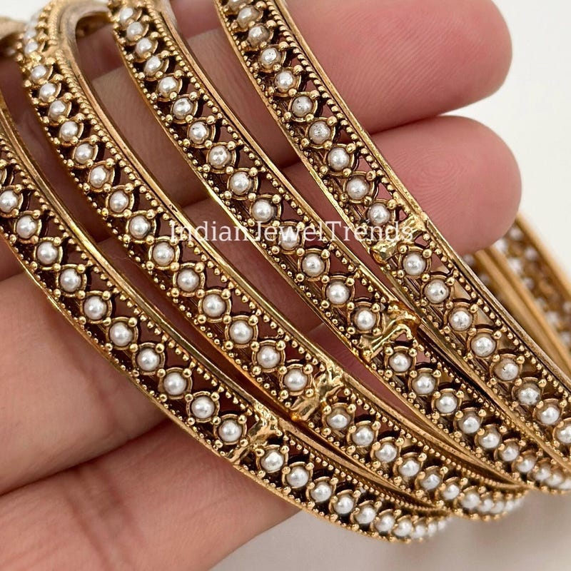 Pearl and Diamonds Bangles - Etsy