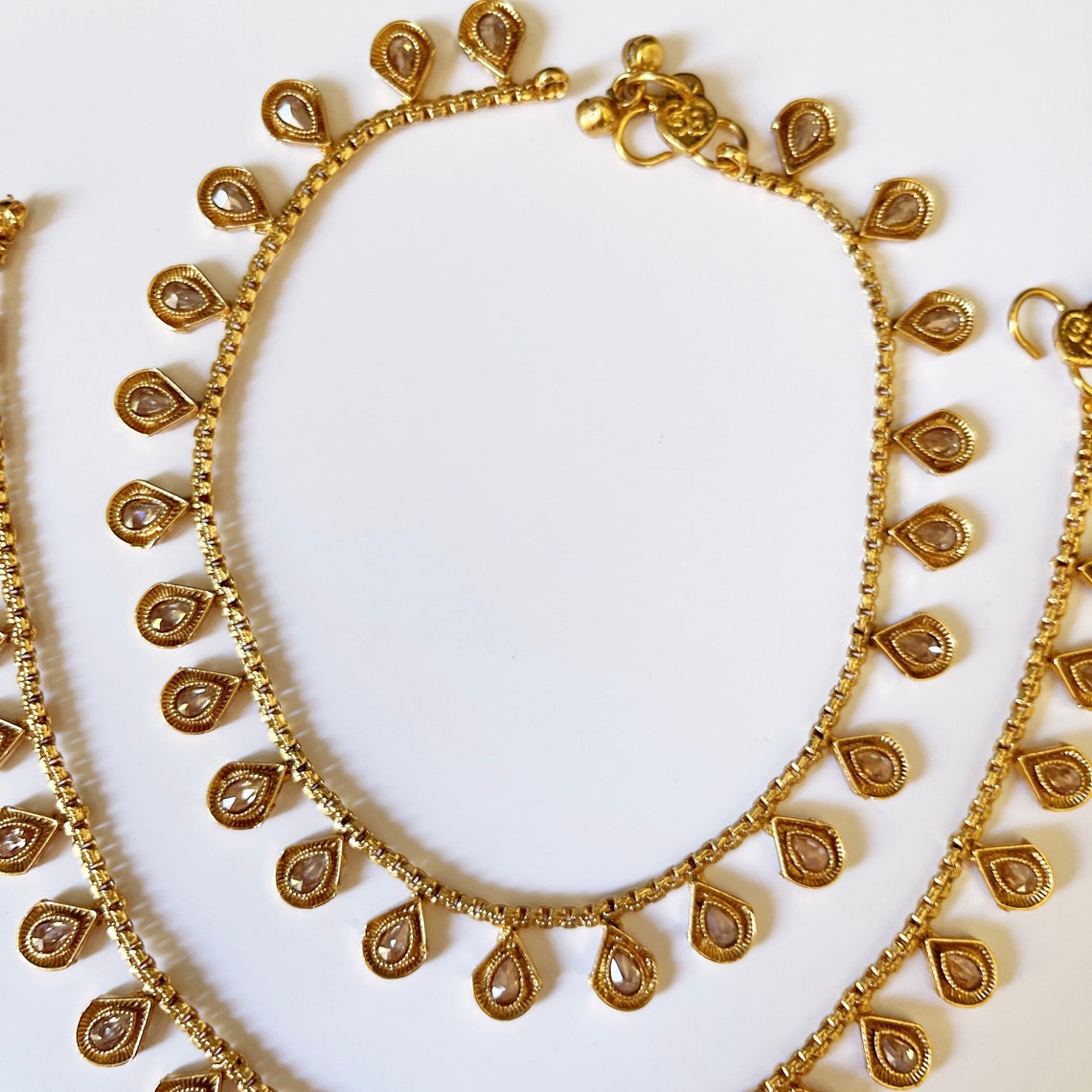 Gold Plated Polki Anklet Pair/ - Etsy