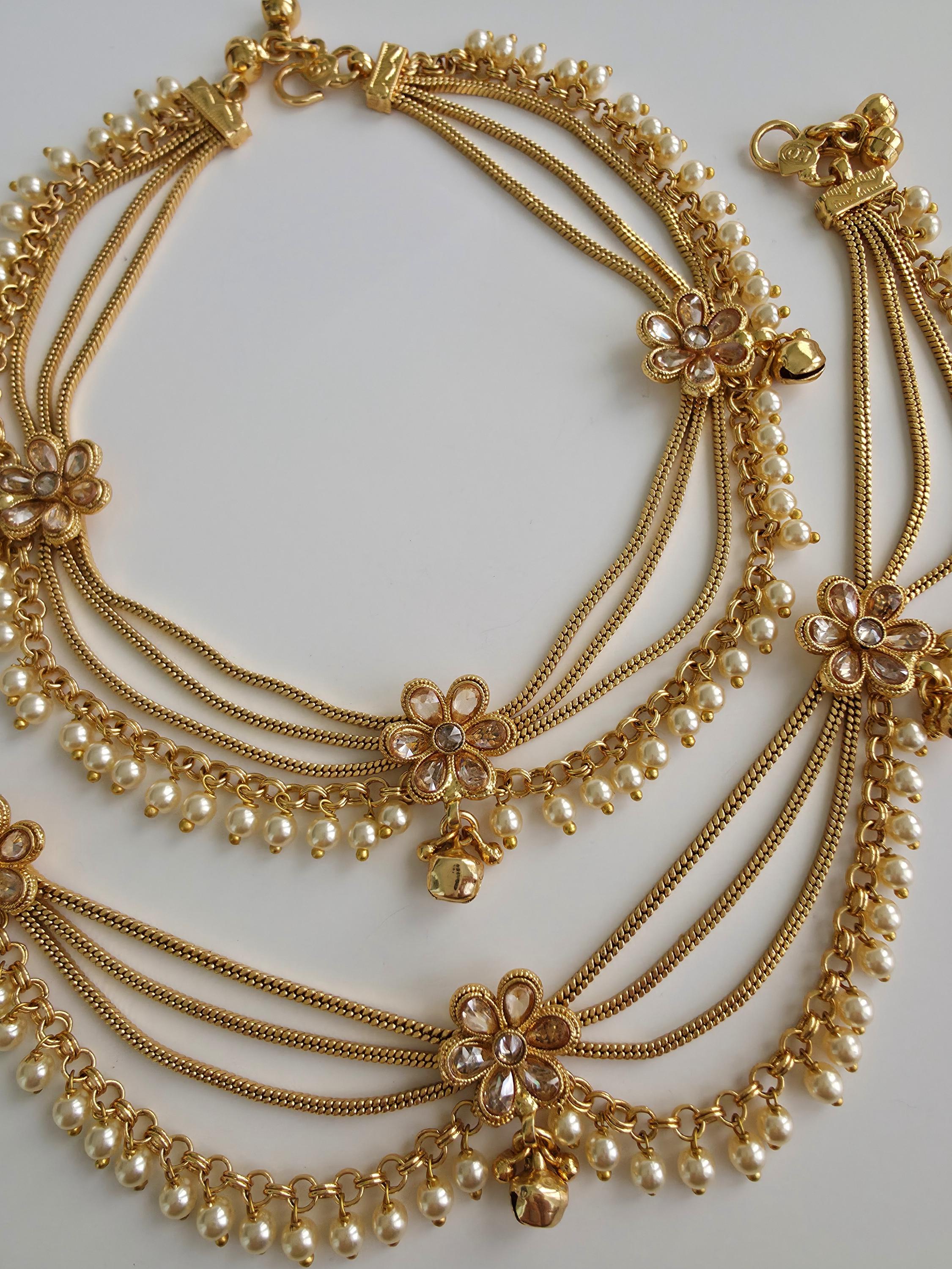 Bridal Polki Gold Plated Anklet Pair/payal/moti Payal/jhanjran/panjeb ...