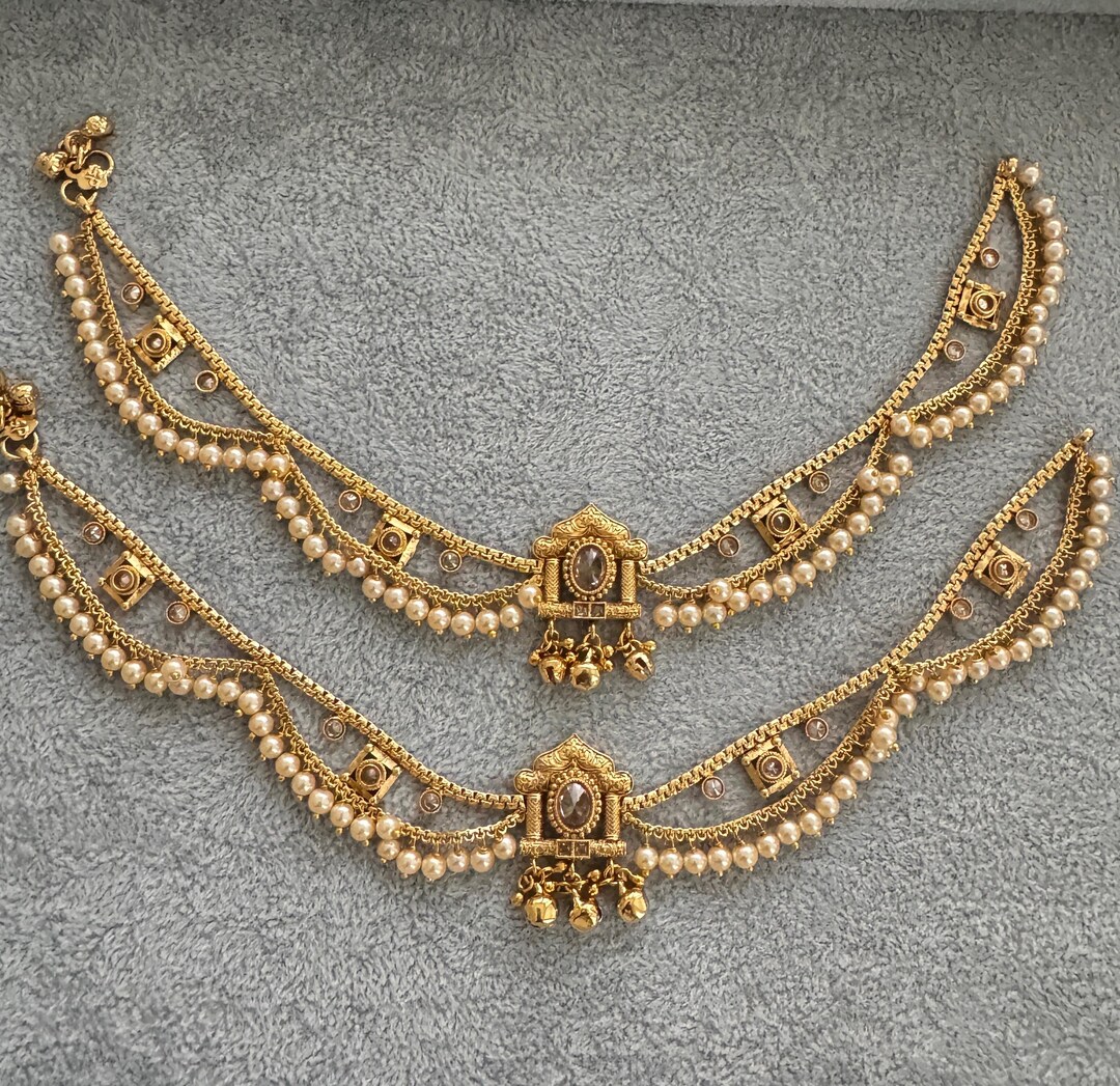 Bridal Gold Plated Anklet Pair/payal/moti Payal/jhanjran/panjeb/pajeb ...