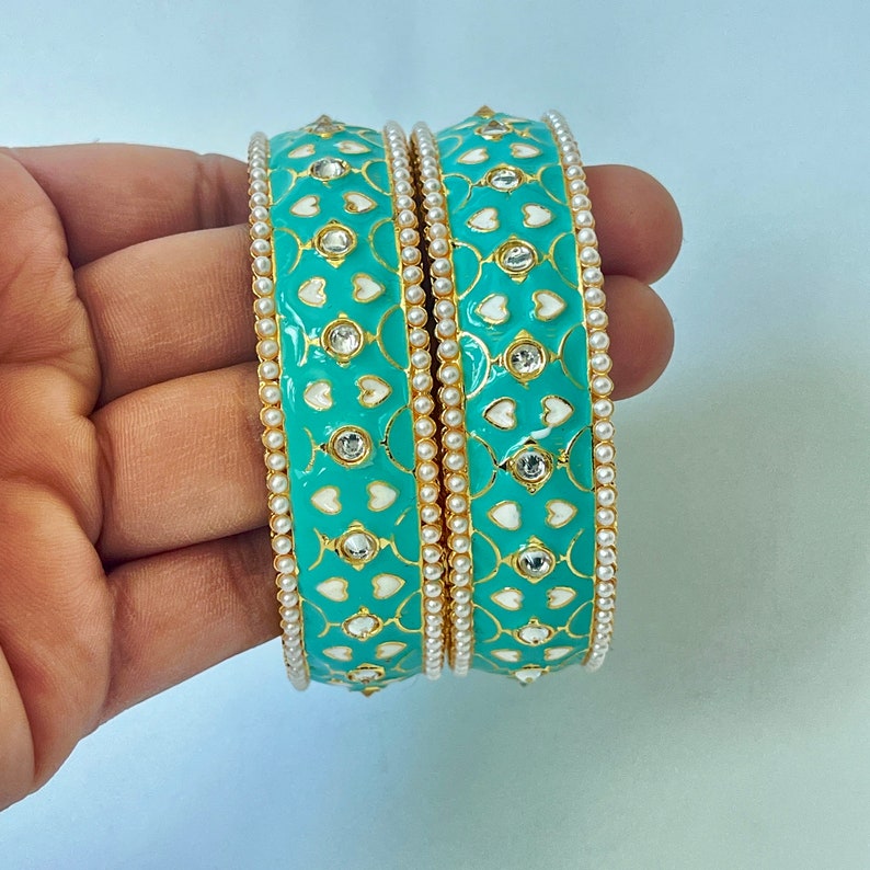 Meena Kundan Gold Plated Traditional Bangles 2pcs/meena - Etsy