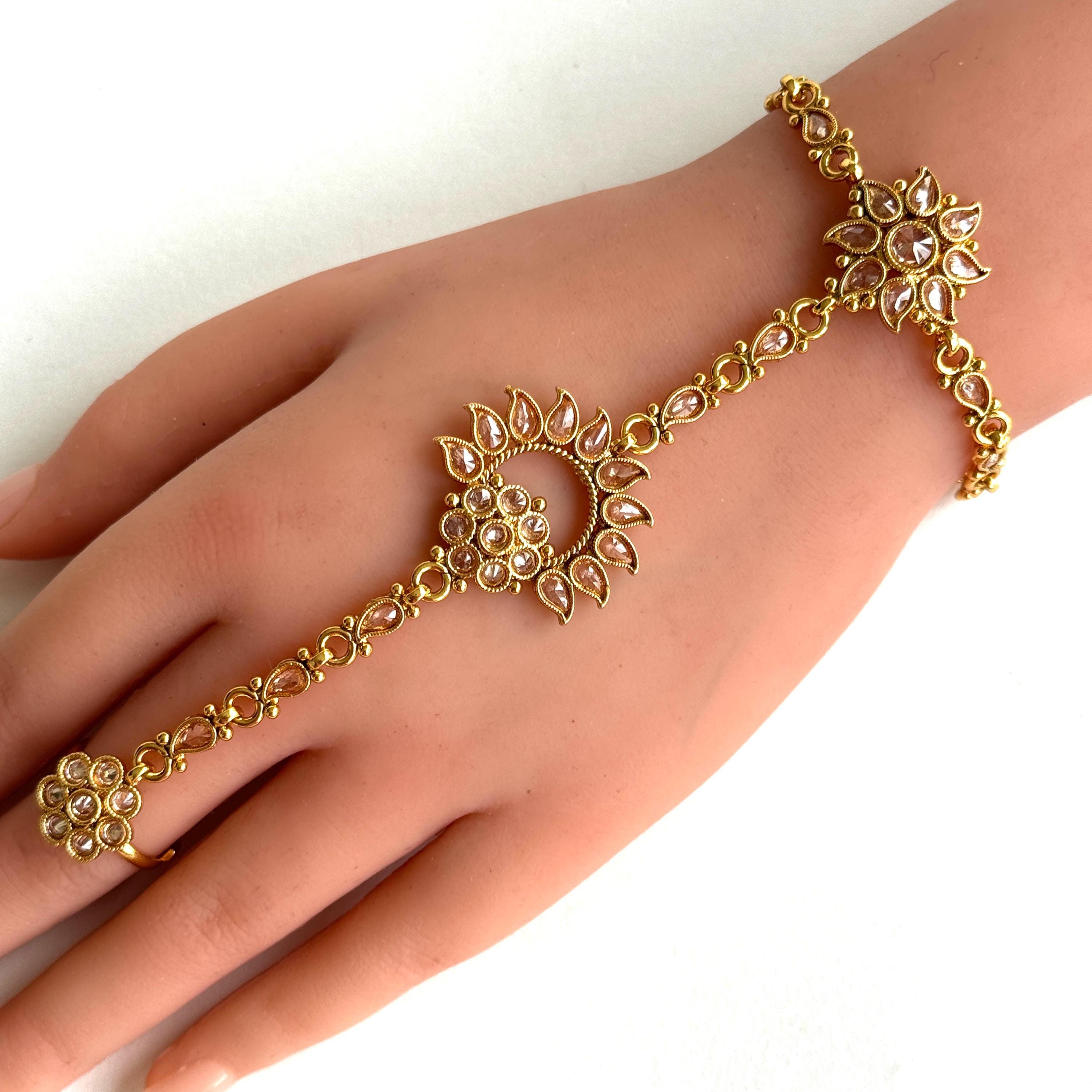 Gold Polki Single Hath Paan/bracelet/haath Phool/hathh Panja/finger ...