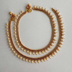 Gold Plated Anklet Pair/payal/moti Payal/jhanjran/panjeb/pajeb/indian ...