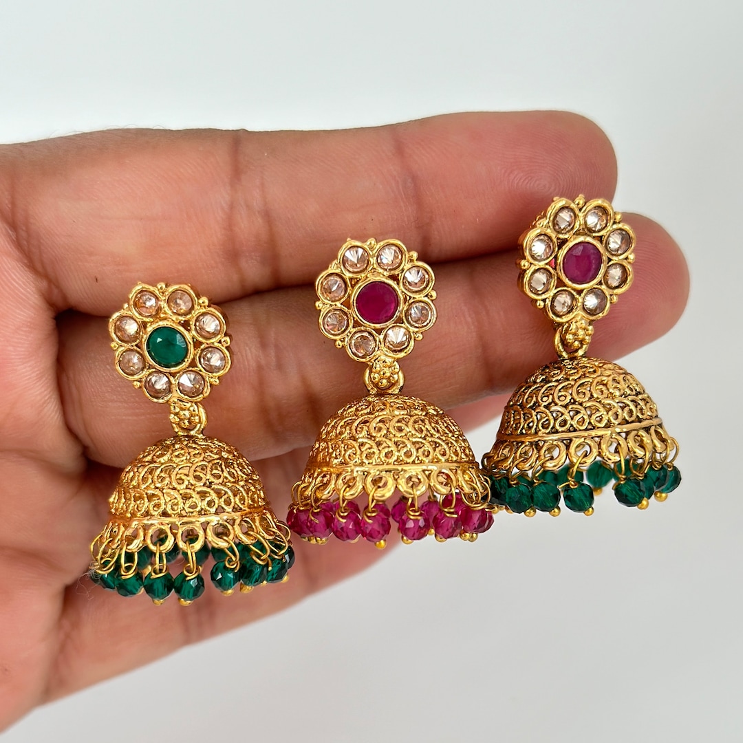 Small Light Weight Gold Plated Indian Jhumki/jhumka/indian Earrings ...