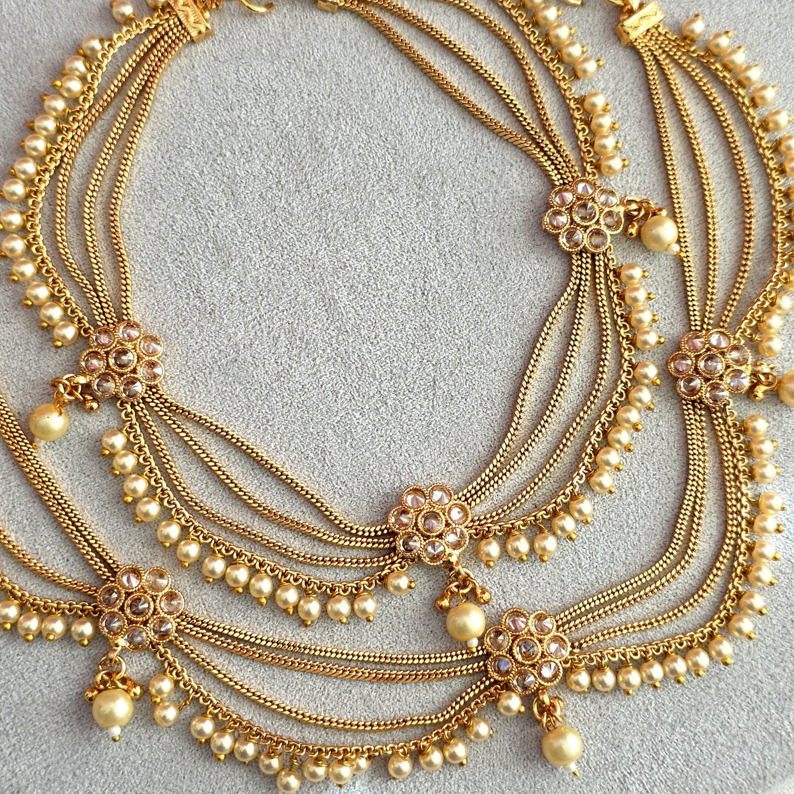 Bridal Polki Gold Plated Anklet Pair/payal/moti Payal/jhanjran/panjeb ...
