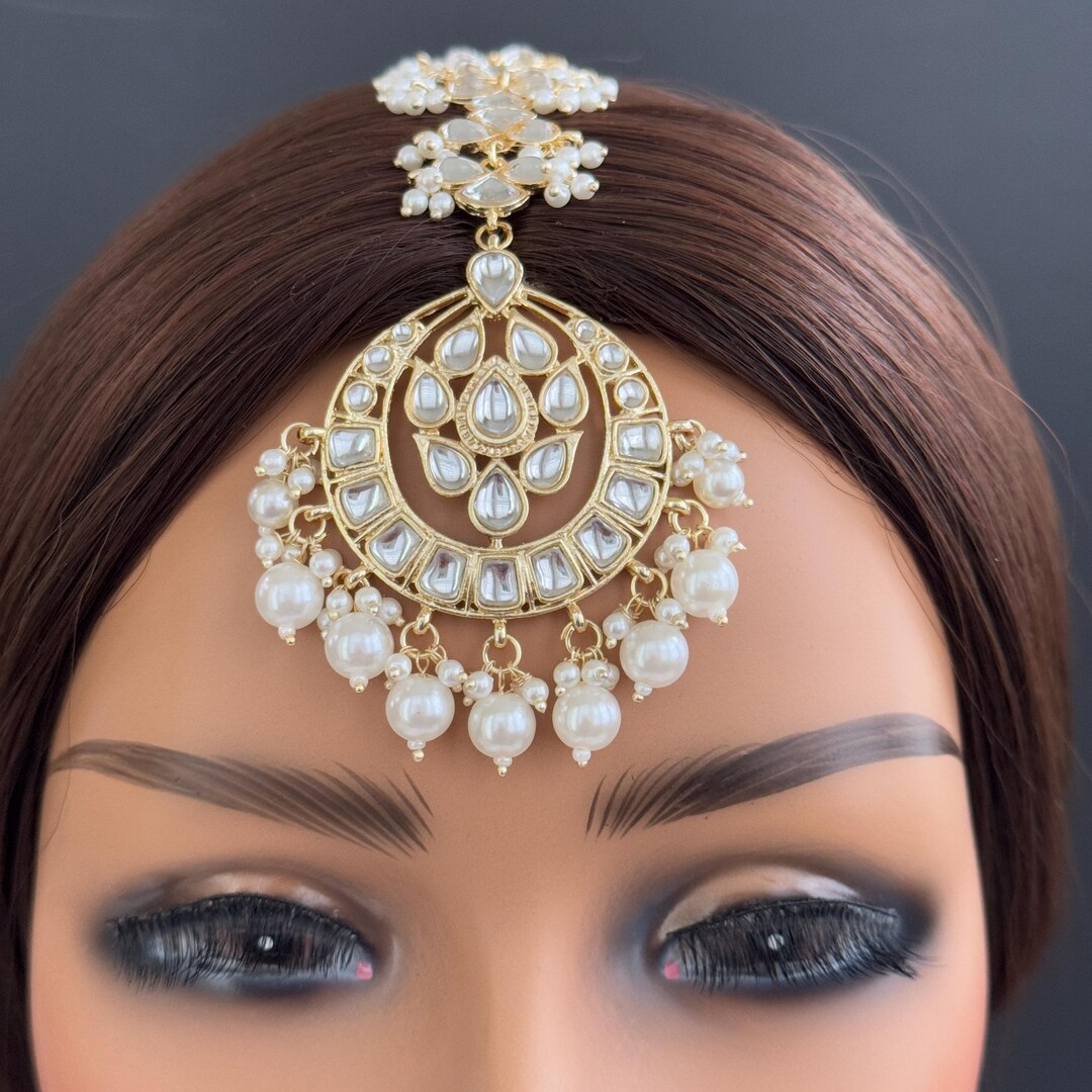 Large Kundan Maang Tikka/kundan Tikka/indian Forehead Jewelry/indian ...