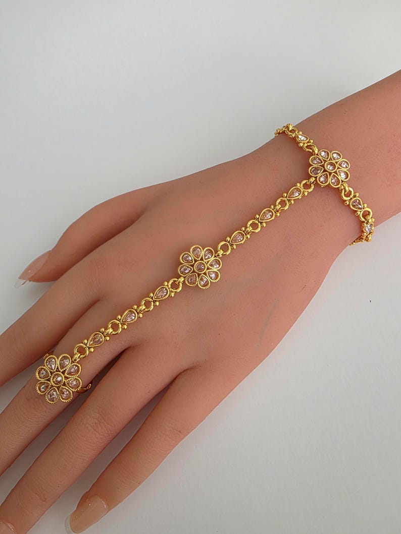 Gold Polki Single Hath Paan/bracelet/haath Phool/hathh Panja/finger ...