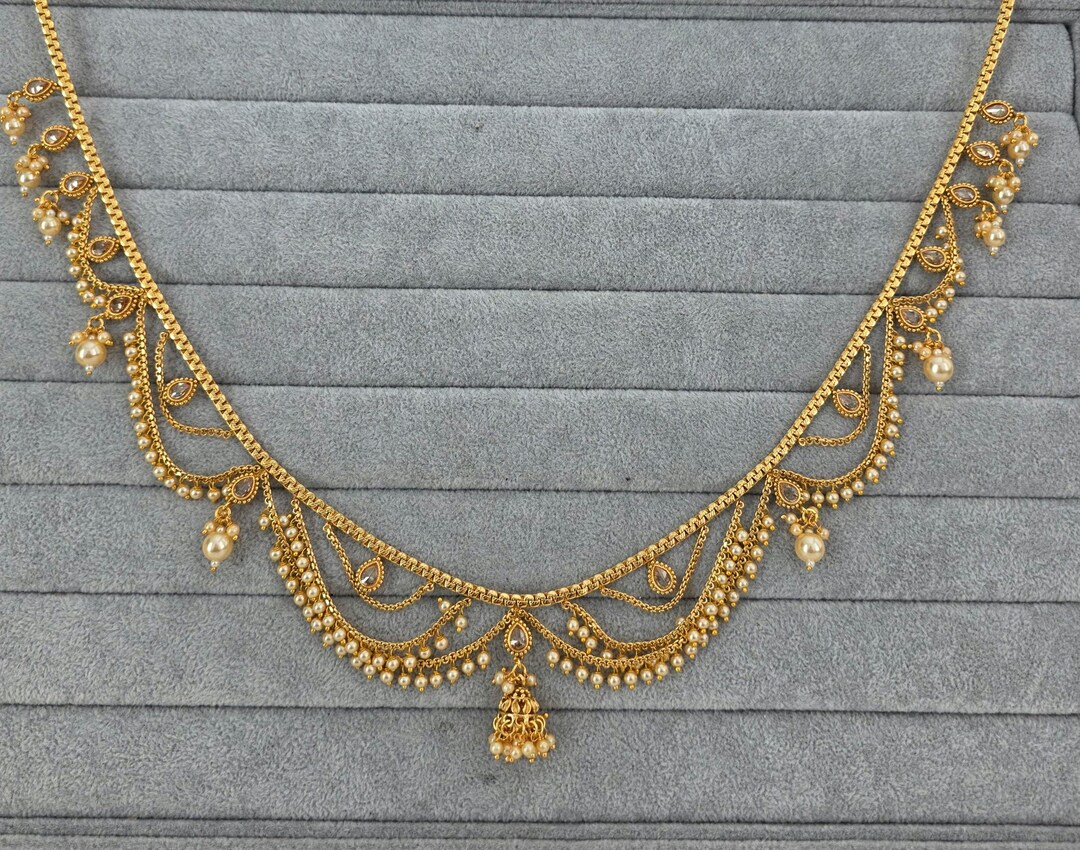 Antique Gold Pearl Belly Chain/bridal Belly Chain/vaddanam/kamarpatta ...