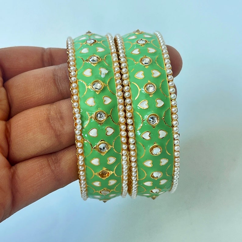Meena Kundan Gold Plated Traditional Bangles 2pcs/meena - Etsy