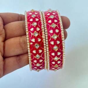 Meena Kundan Gold Plated Traditional Bangles 2pcs/meena Bangles ...