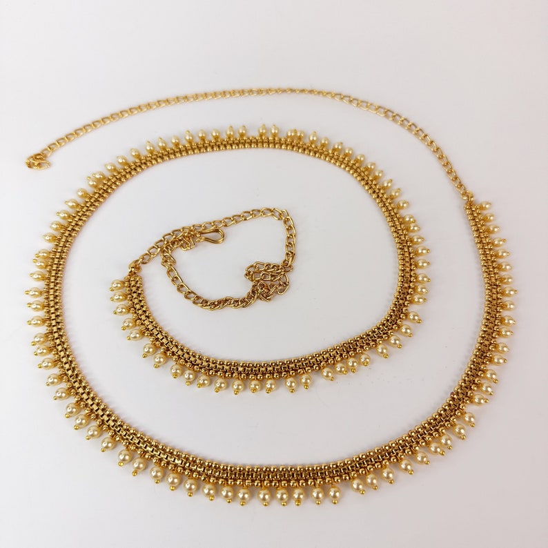 Antique Gold Pearl Belly Chain/bridal Belly Chain/vaddanam/kamarpatta ...