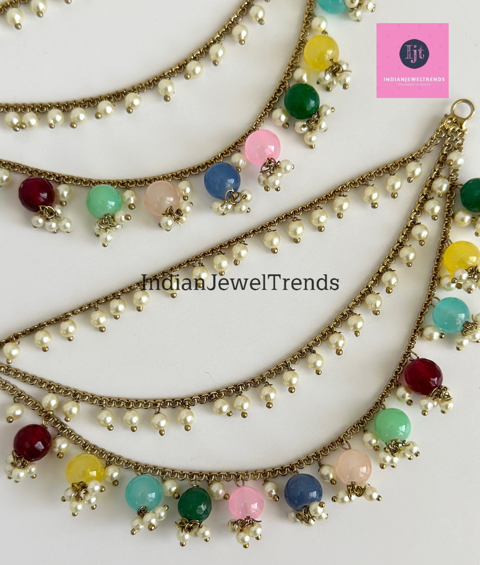 Antique Dull Gold Pearl Ear Chain/sahare/pearl Kaan Chain/earring ...