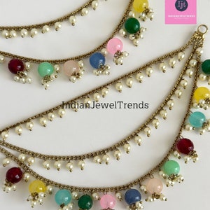 Antique Dull Gold Pearl Ear Chain/sahare/pearl Kaan Chain/earring ...