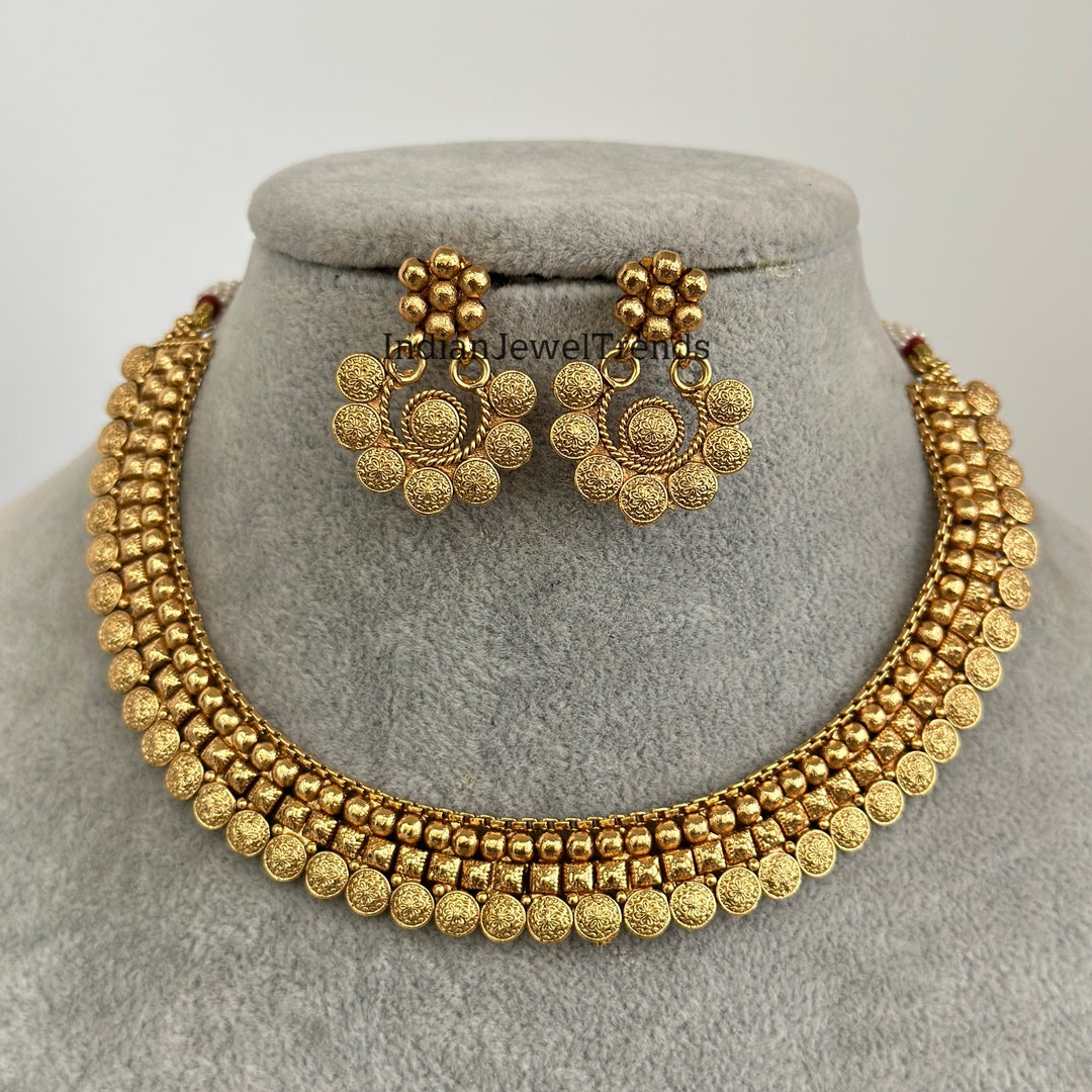Antique Gold Necklace/south Indian Jewelry/temple - Etsy
