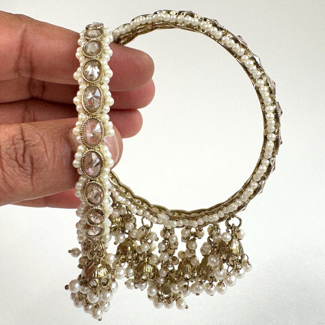 Indian Jhumka Latkan Bangles, Polki Pearl Bangles, Bridal Bangles ...