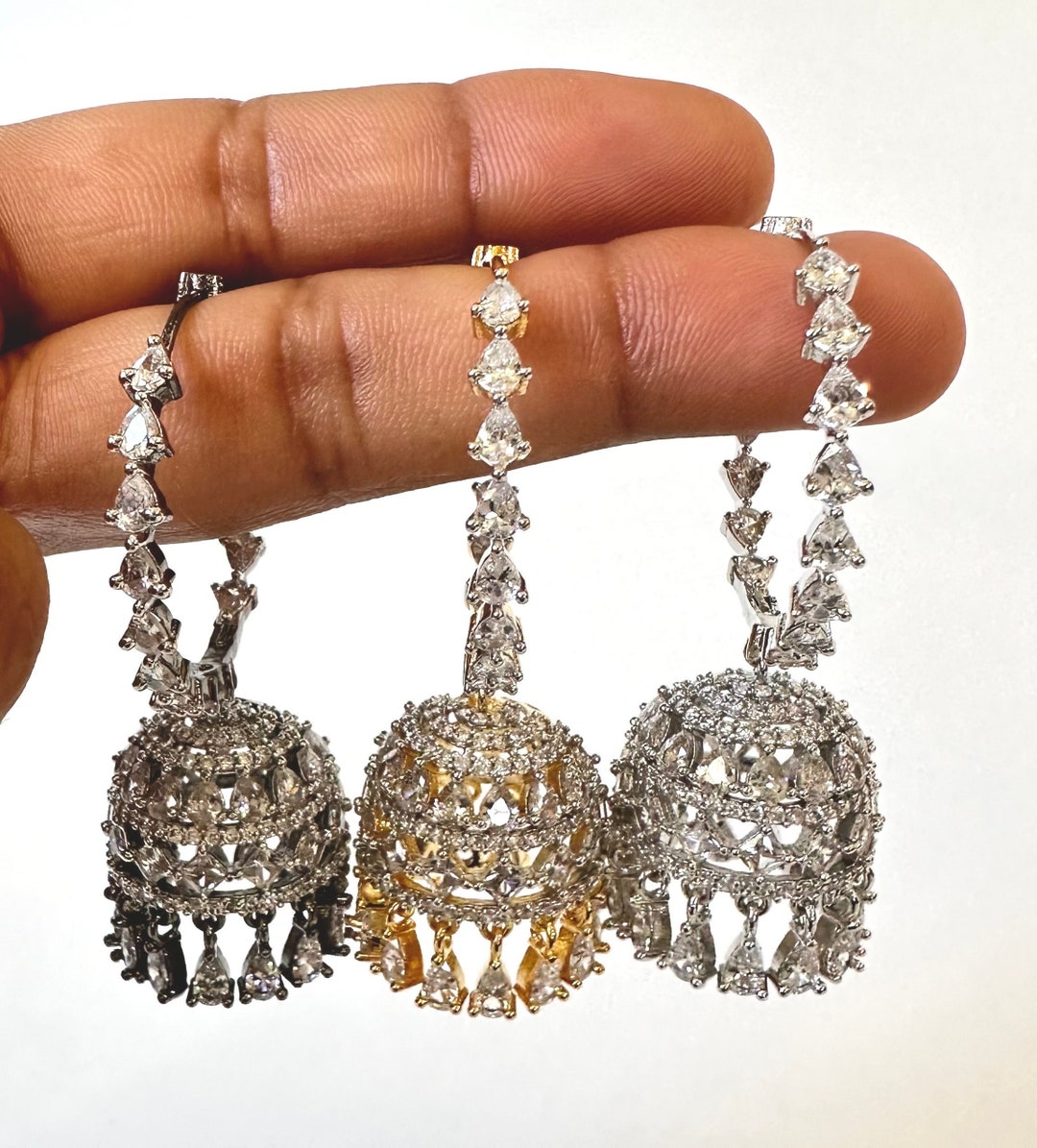 Diamond Hoop Bali Earrings Indian Hoop Jhumka Bali Jhumka - Etsy