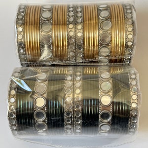 Bollywood Style Indian Mirror Metal Bangles/punjabi Bangles Set/bridal ...