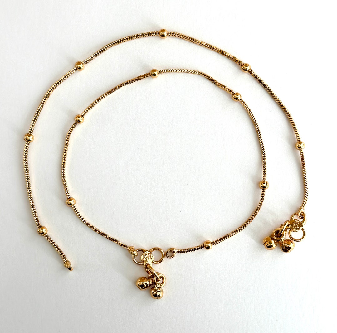 Gold Plated Anklet Pair/payal/moti Payal/jhanjran/panjeb/pajeb/indian ...