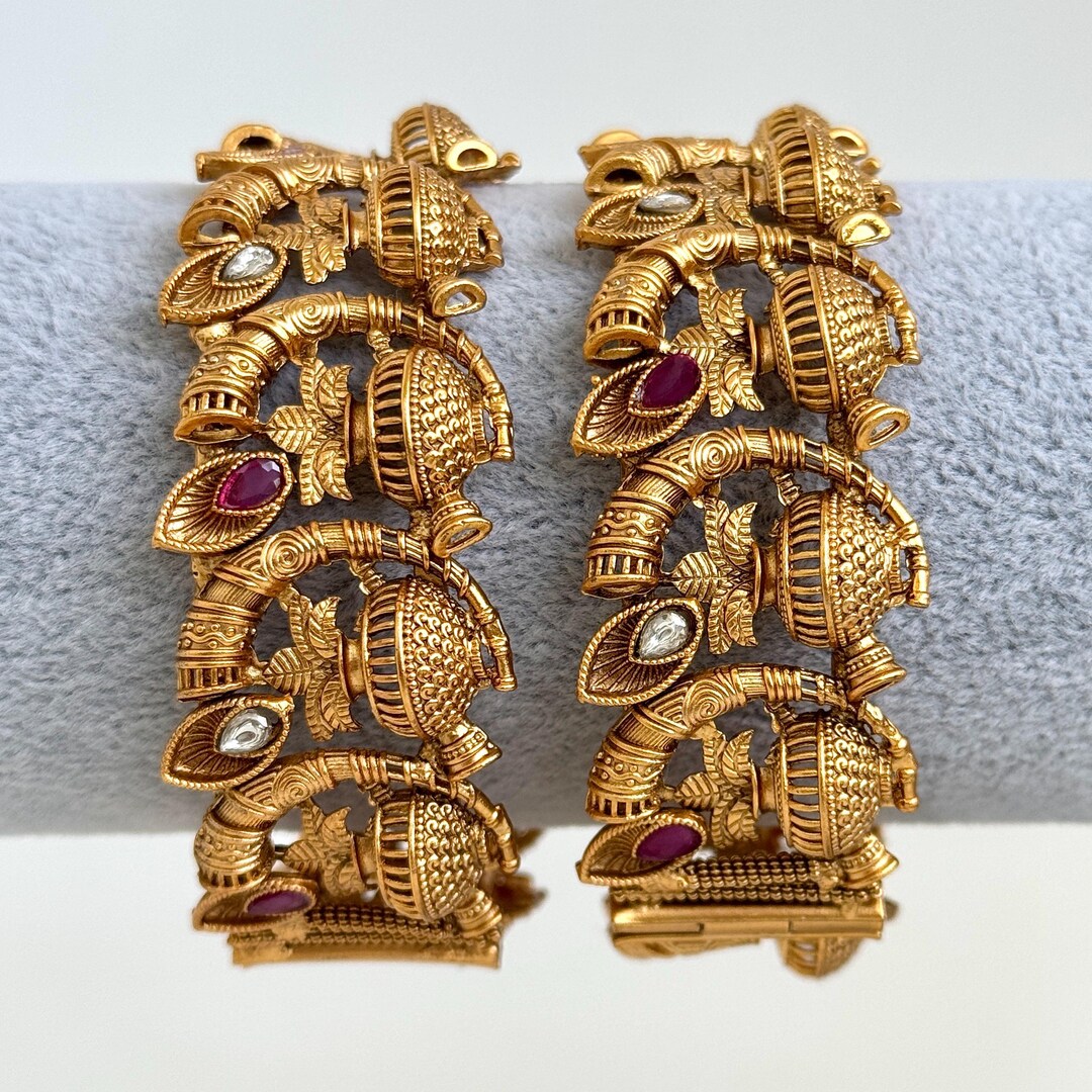 Ruby Gold Rajwadi Kundan Openable Kada Bangle1pcsingle Kada/indian Kada ...