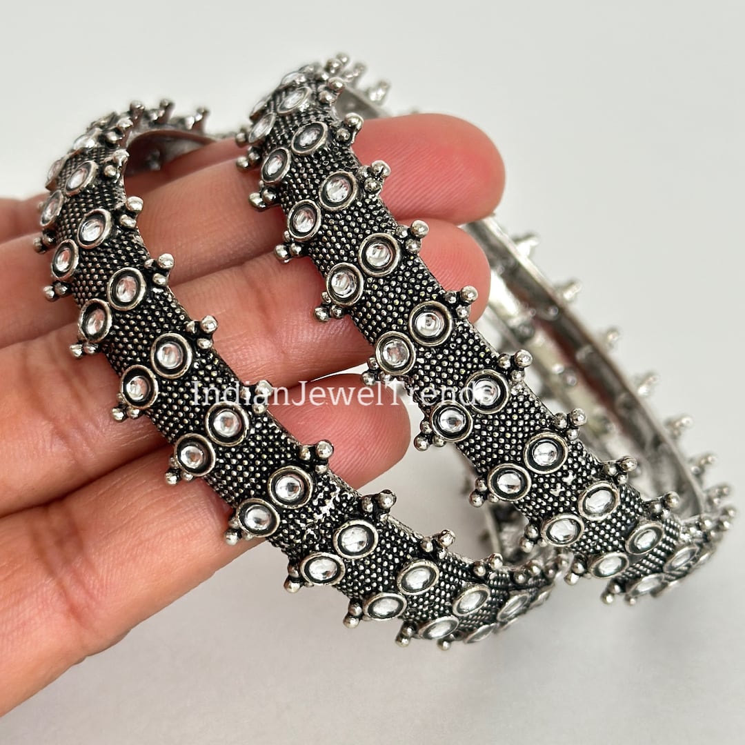 Oxidized Silver Bangles(2 Pc)/german Silver/black Metal/boho/tribal ...