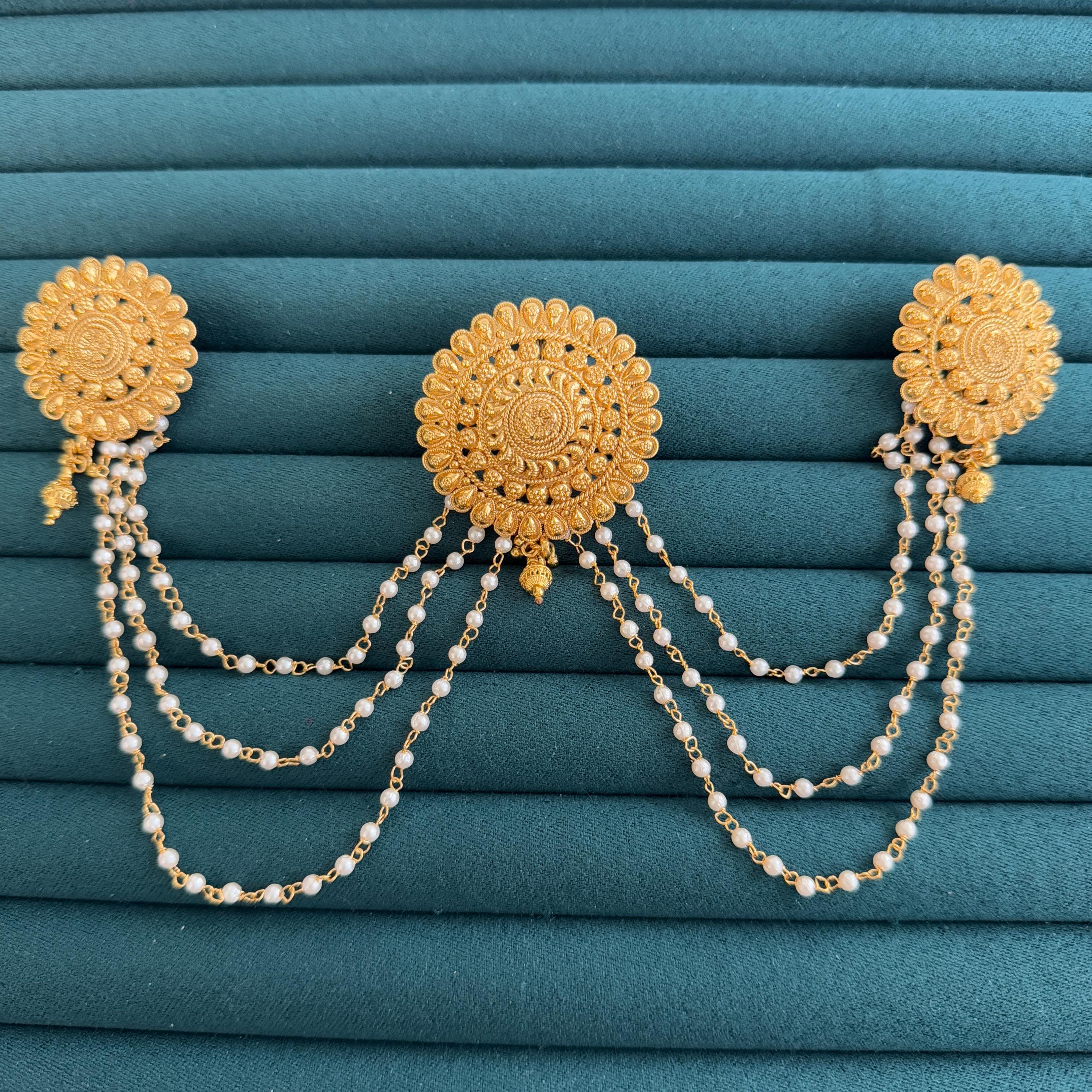 Gold Bridal Jada Billalu Polki Hair Choti Clips/kondai/bharatanatyam ...