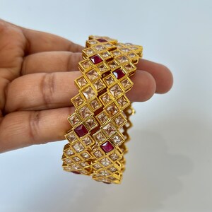 Antique Ruby Gold Bangles/classic Gold Plated Bangles Set//statement Kadas/gold Bangles/bridal ...