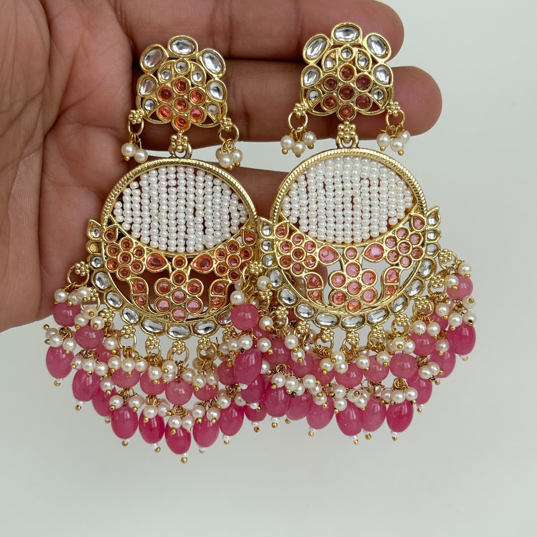 Bollywood Kundan Earrings/indian Earrings/pearl Earring/pakistani ...