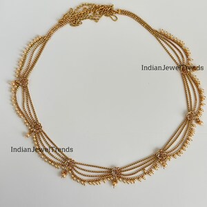 Antique Gold Pearl Belly Chain/bridal Belly Chain/vaddanam/kamarpatta ...