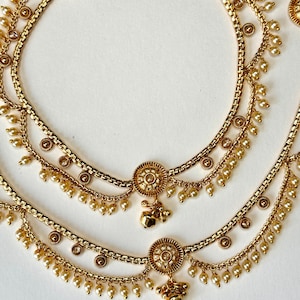 Bridal Gold Plated Anklet Pair/payal/moti Payal/jhanjran/panjeb/pajeb ...