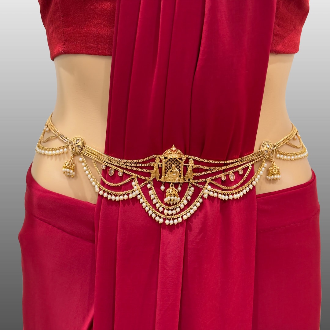 Bridal Gold Plated Polki Belly Chain/belly Chain/belt/indian Waist Belt ...