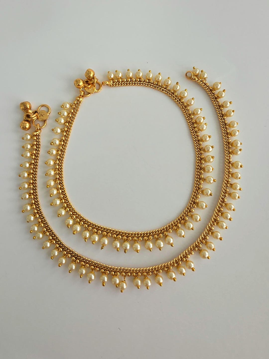 Gold Plated Anklet Pair/payal/moti Payal/jhanjran/panjeb/pajeb/indian ...
