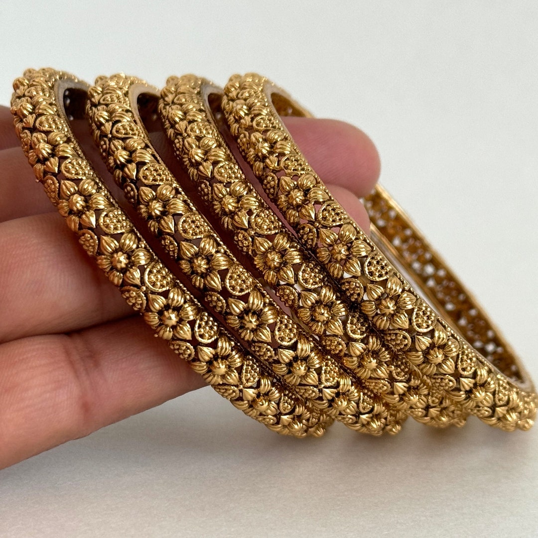 Indian Gold Bangles, Temple Jewelry, South Indian Bangles, Kada Bangles ...
