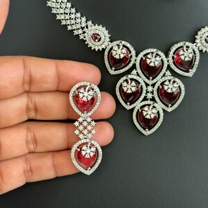 Ruby CZ Diamond Necklace,indian Pakistani Wedding Jewelry,mother of the ...