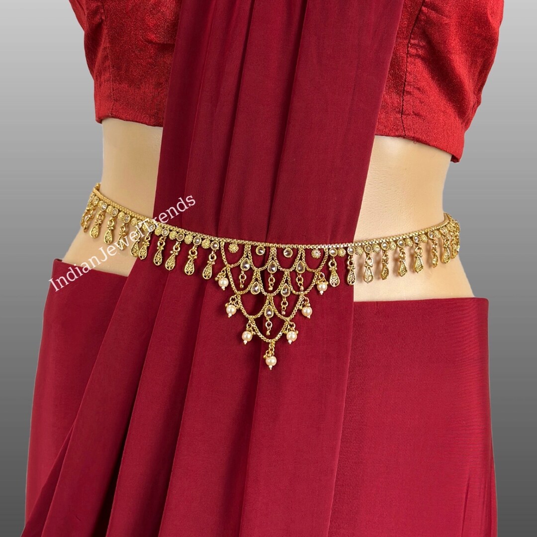 Delicate Gold Plated Polki Belly Chain/belly Chain/belt/indian Waist ...