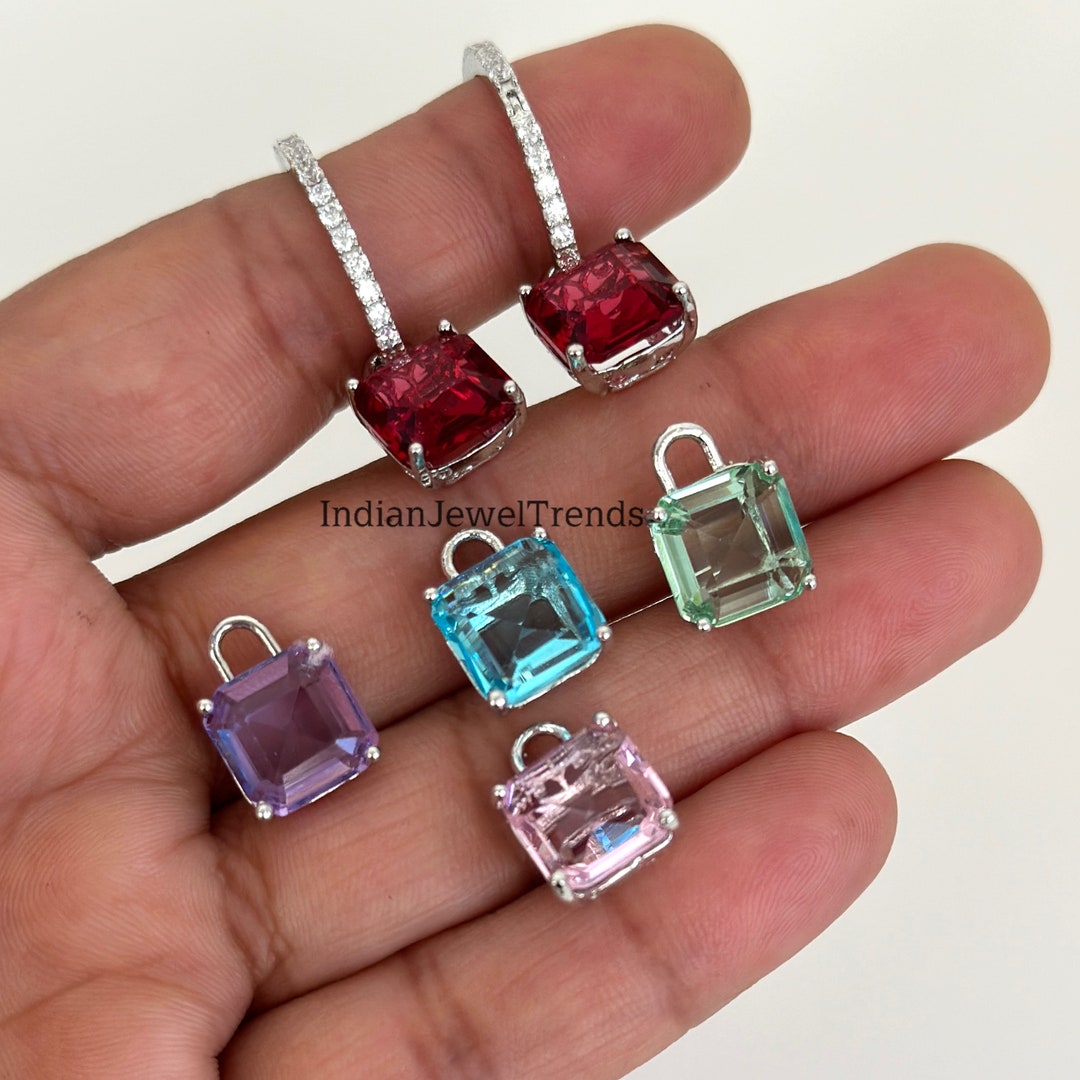 Diamond Color Changeable Stone Small Hoop Earrings, Indian Diamond ...
