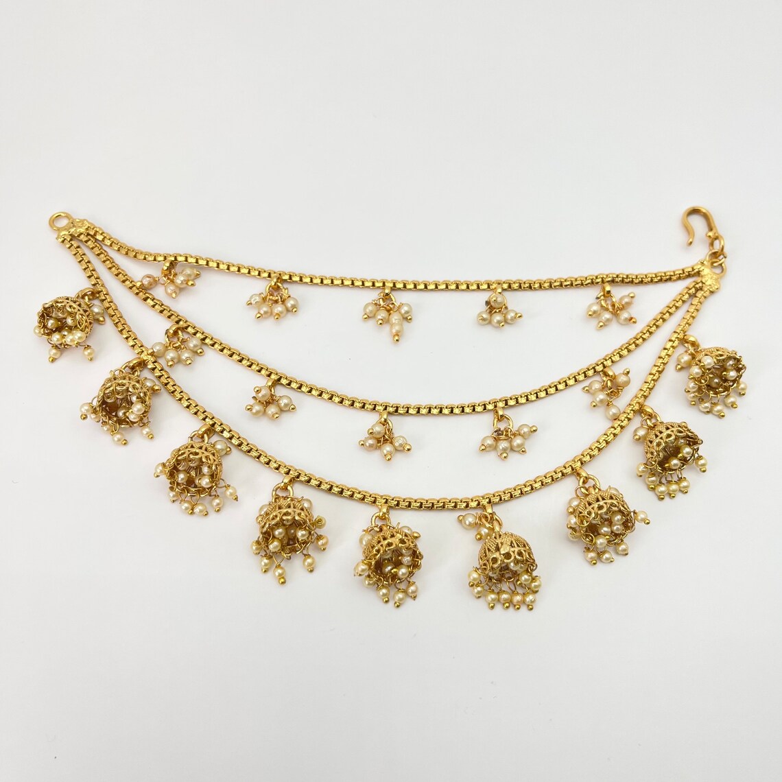 Gold Ear Chain Pairs/sahare/pearl Kaan Chain/earring Support Chain ...