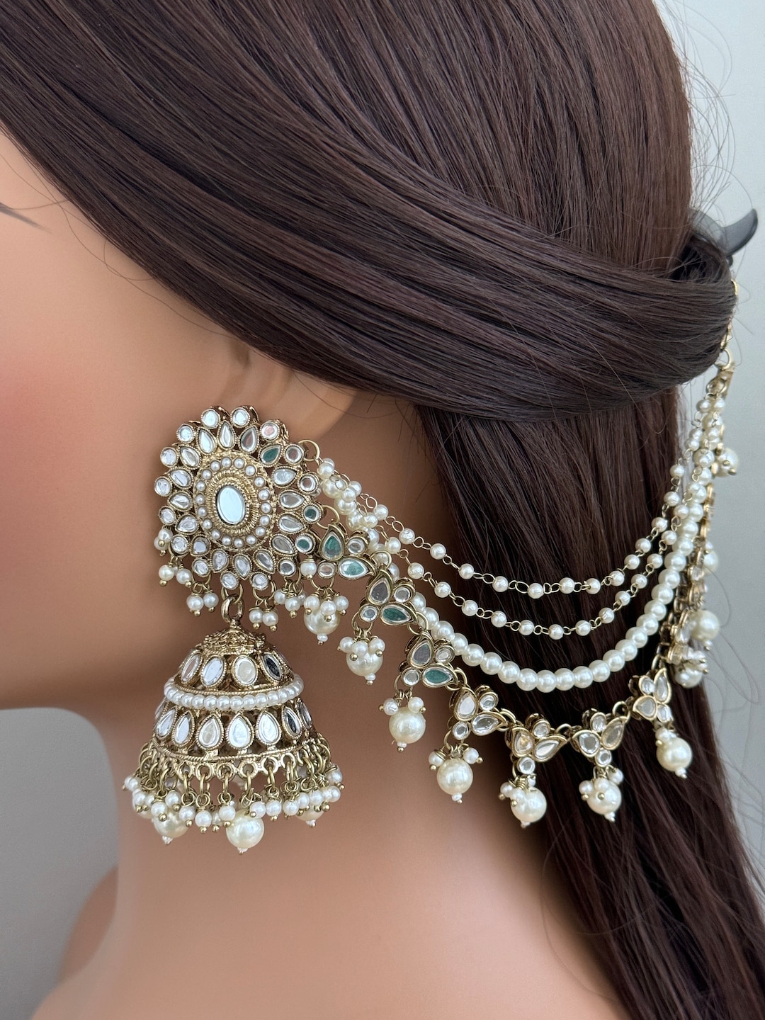 Mirror Stone Bahubali Jhumka/indian Jewelry/pakistani/punjabi/indian/statement Earring/bridal ...