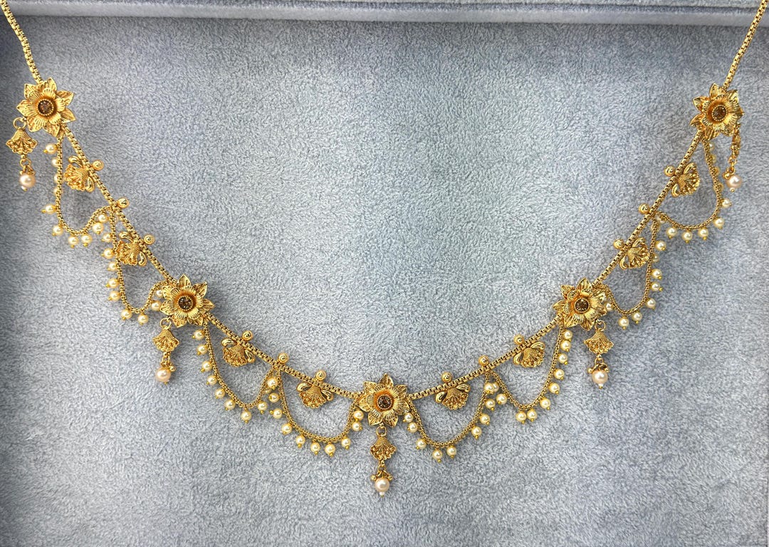 Antique Gold Pearl Belly Chain/bridal Belly Chain/vaddanam/kamarpatta ...